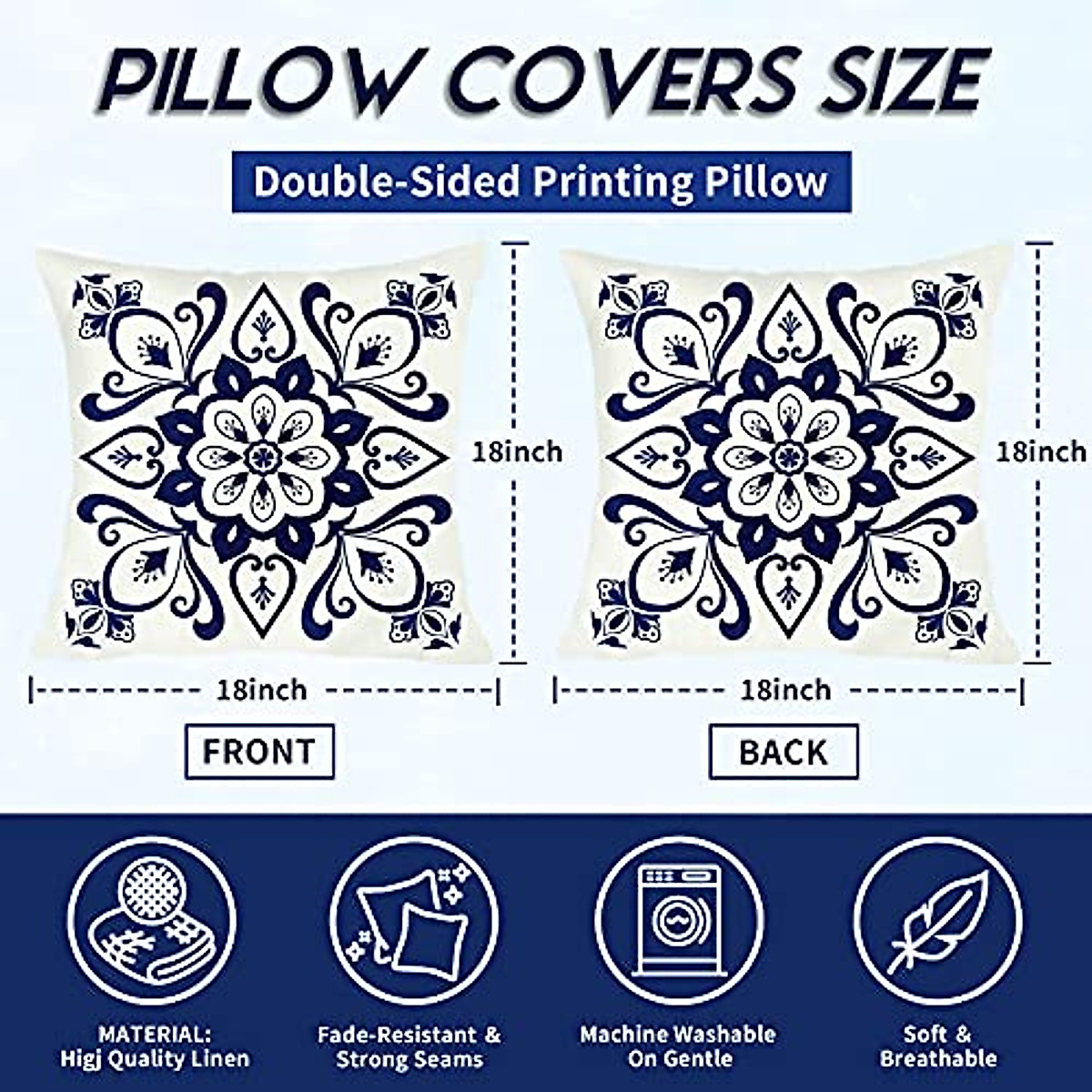 Thideape Yellow and Blue Throw Pillows 18x18 Set of 2 Bohemian Boho Throw Pillows Outdoor Pillows Bed Living Room Couch Sofa Pillows