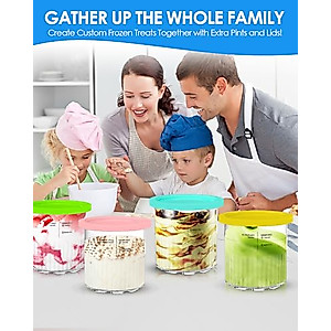 EIIORPO for Ninja Creami Deluxe Pints and Lids - 4 Pack 24oz NC501 NC500 Series Creami Deluxe Pint Containers Replacement Compatible with 11-in-1 Ninja Ice Cream Maker