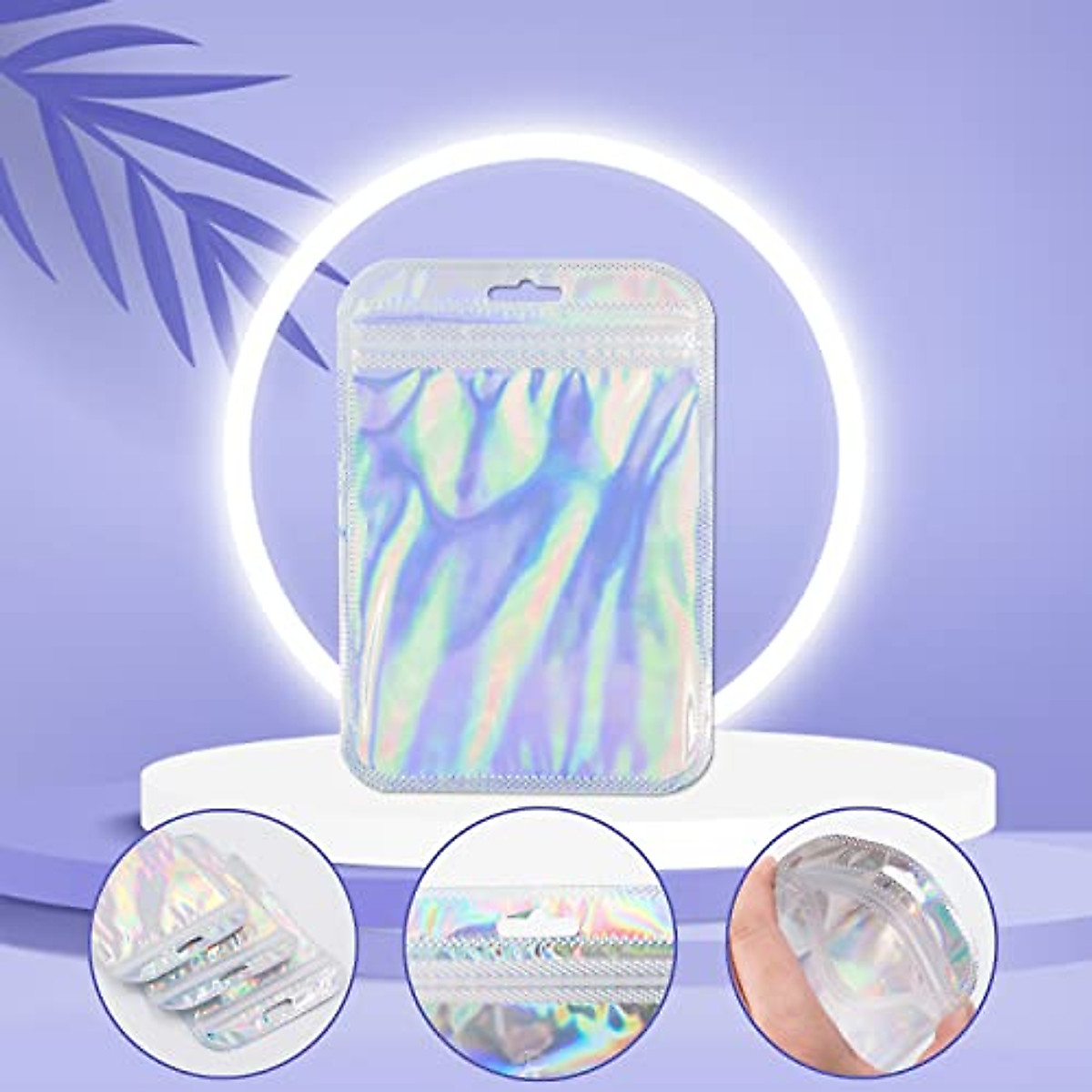 200 Pieces Rainbow Bags, Reusable Foil Pouch Packaging Bags Double-Sided Zipper Lock Bag Mylar Bags Seal Bag for Household Food Storage Jewelry Packaging (4.1 * 5.9in)