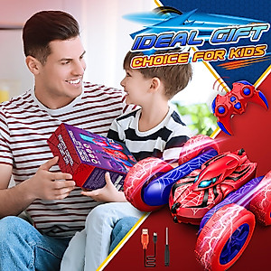 Excitobo Remote Control Car,RC Cars for 4 5 6 7 8 9 10 11 12 Year Old Boy Double Sided 360°Flip 4WD Rechargeable Drift RC Race Car Boys Toys Birthday Gifts Easter Basket Stuffers for Kids Age 4-12