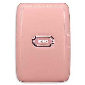 Fujifilm Instax Mini Link Smartphone Printer + Fujifilm Instax Mini Instant Film (20 Sheets) Bundle with Sturdy Tiger Travel Case and Stickers + Deals Number One Cleaning Cloth (Dusky Pink)