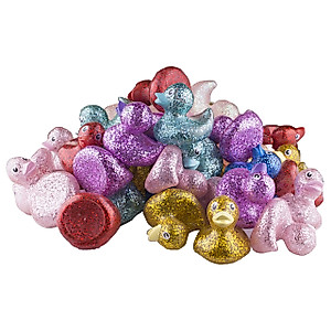 Store On Wheels 2 Inch Rubber Ducks - Bag of 50 Assorted Mini Glitter Rubber Duckies