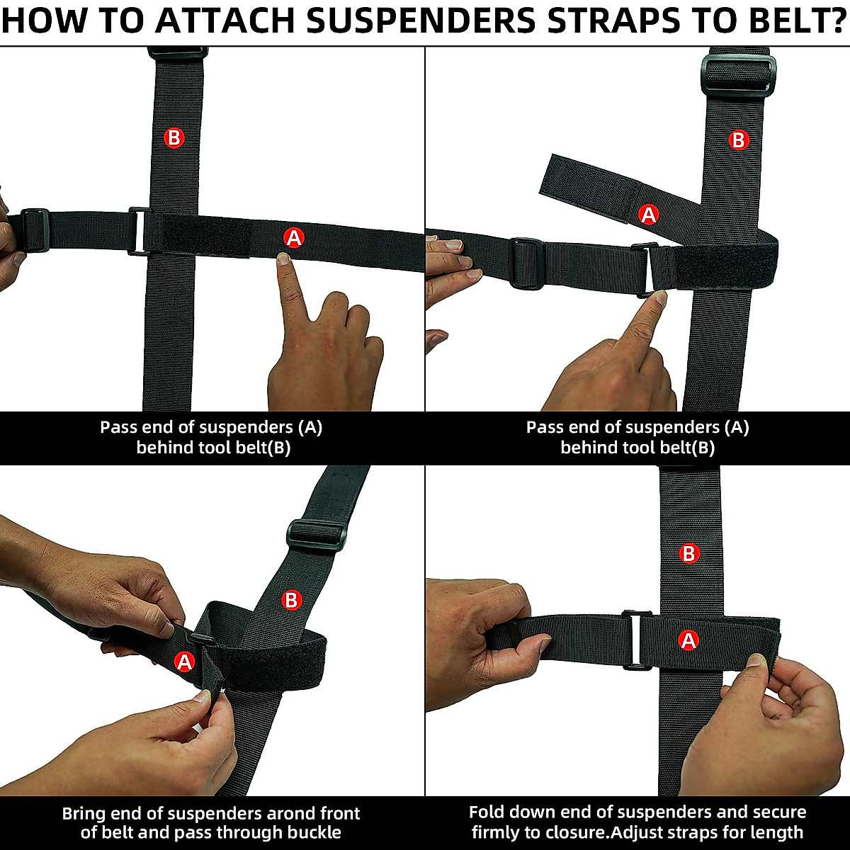 Melo Tough Tactical Suspenders Police Suspenders for Duty Belt with Durable Suspender Loop up 2.25 inch (Black)