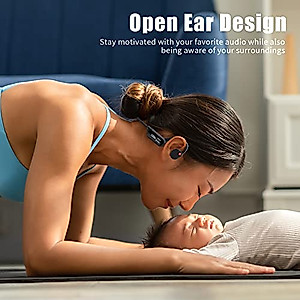 Ortizan Bone Conduction Headphones with LED Display, Open Ear Headphones Bluetooth 5.3 Sports Wireless Earphones with Built-in Mic IPX8 Waterproof for Swimming,Running, Cycling, Hiking(I6,Black)