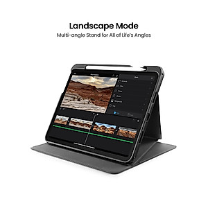 tomtoc Vertical Case for iPad Pro 11-inch 4th/3rd Gen 2021-2022, Slim Protective Anti-Bend Case with Magnetic Stand for 3 Use Modes, Support Wireless iPad Pencil Charging, Black