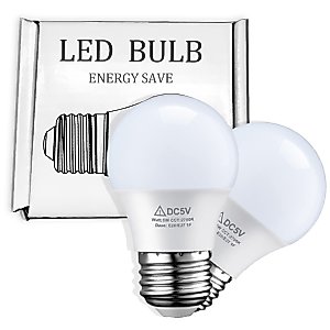 TIMEGOA Safety Low Voltage 5V 5W 3-Way Dimmable LED Light Bulb, G45 E26 E27 Base Energy-Saving Bulb, 60W Equivalent, 400 Lumens A19 Bulb, 3000K LED Bulb, 2 Pack