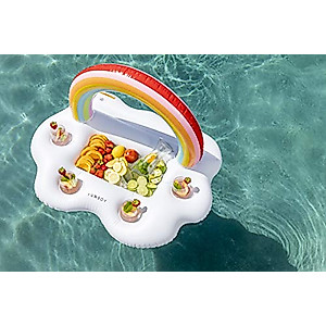 FUNBOY Giant Inflatable Luxury Rainbow Cloud Daybed and Rainbow Cloud Drink Cooler Pool Float Bundle, Perfect for a Summer Pool Party