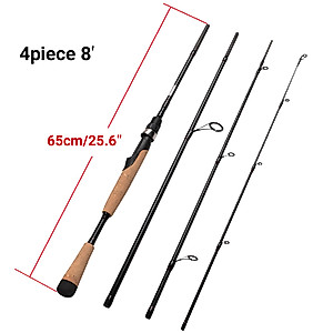 Fiblink 4 Pieces Travel Spinning Rod Medium Carbon Spinning Fishing Rod Portable Fishing Rod (8' Medium Heavy)