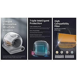 Automatic Cat Litter Box Self-Cleaning - App Control Odor Removal Cat Litter Box for Large Multiple Cats Indoors, CA030