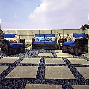 JMGBird Outdoor Seat/Back Chair Cushion Tufted Pillow, Indoor Deep Seat Chair Cushion Set 22"x22"