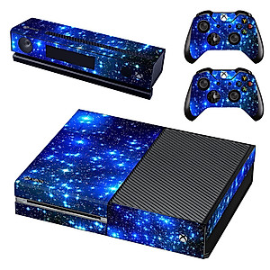 Wodoys Vinyl Stickers Skins Fit for Xbox One Console and Controllers Suit Whole Body, Blue Starry Sky