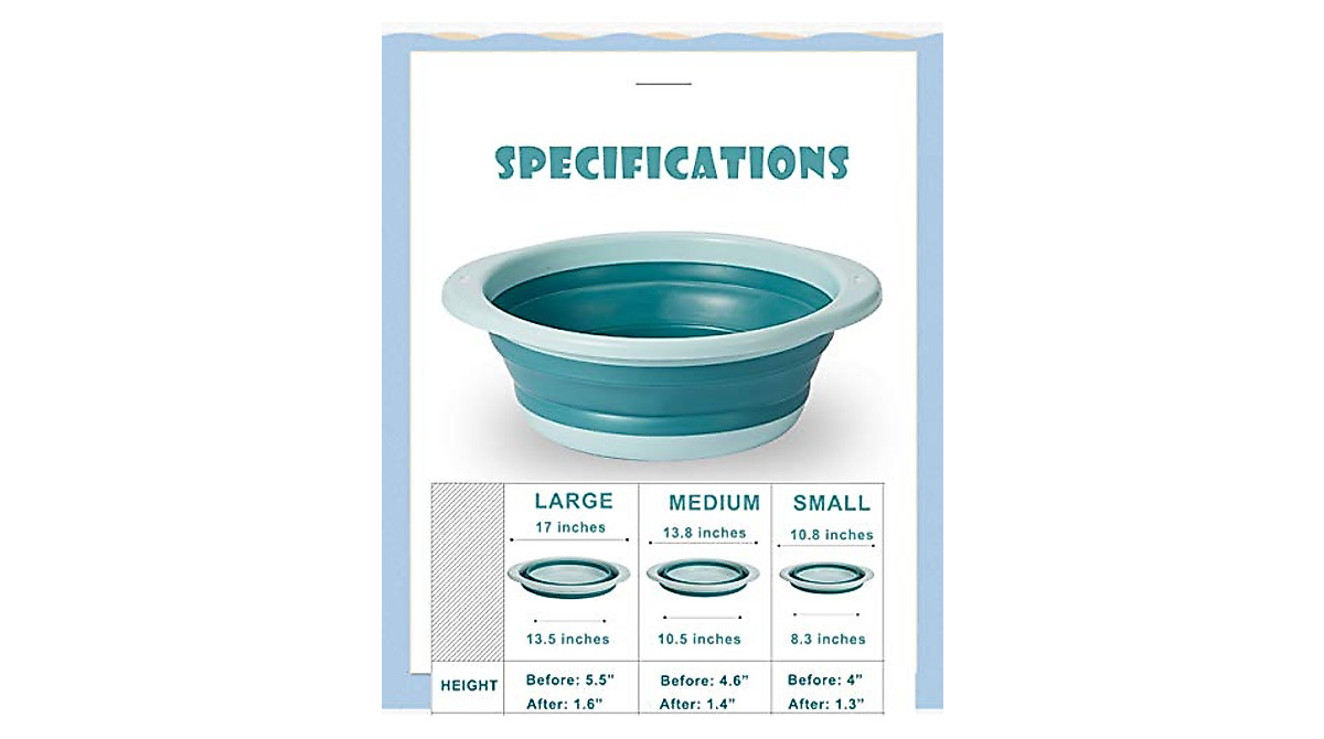 3-Pack Collapsible Wash Basin Set - Space Saving & Portable
