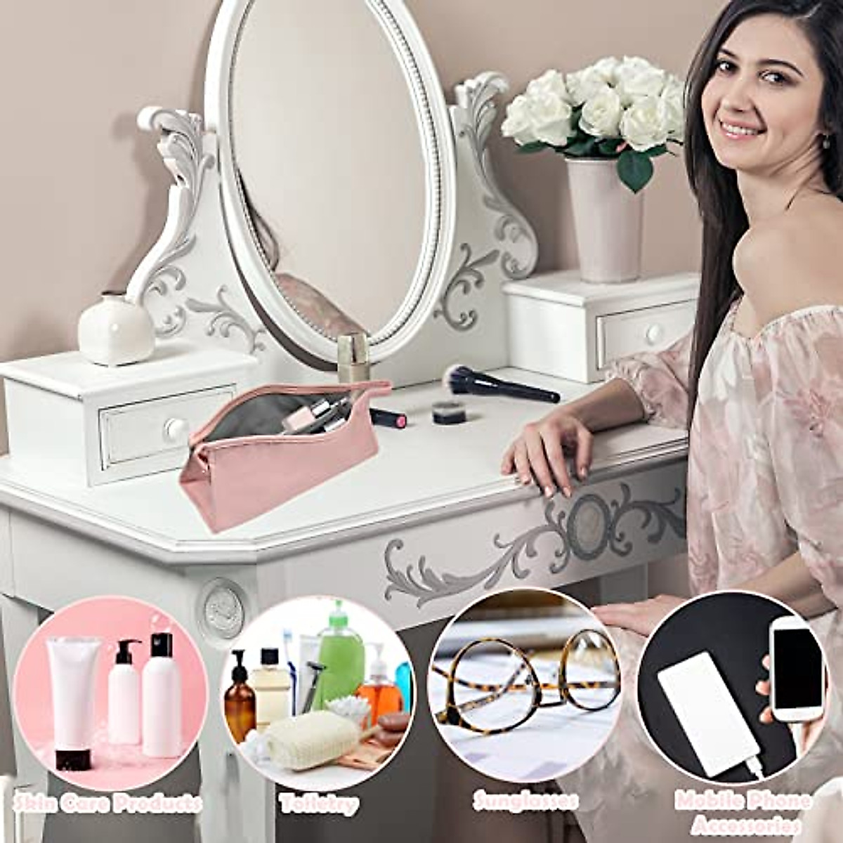 Hair Dryer Case for Dyson/Shark Flexstyle, Portable Hair Dryer Travel Case Leather Carrying Case, Hair Dryer Travel Bag Anti-Scratch Shockproof Protection Storage Bag for Dyson Accessories(Pink)