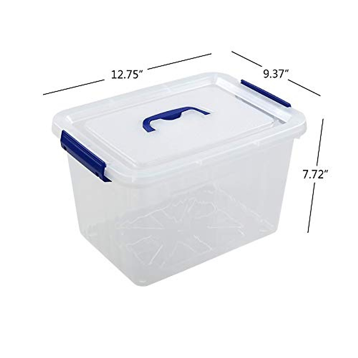 Morcte 10 L Plastic Lidded Storage Bin, Clear Storage Box, Pack of 6