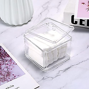 Partitions Cotton Ball and Swab Holder Organizer with Lid 2 Clear Cotton Swab Holder Organizer, Acrylic Organizer Cotton Swab Makeup Cosmetic Storage Drawers and Jewelry Display Clear Box