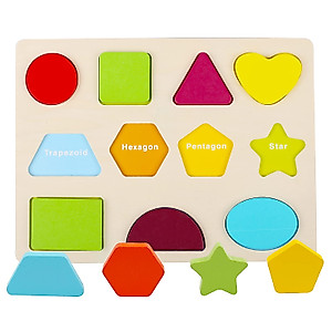 Wooden Puzzles for Toddlers, Kesletney Wooden Alphabet Number Shape Learning Puzzles for Kids, 3 in 1 Montessori Preschool Educational Toys for Boys Girls Ages 3 4 5 Years Old