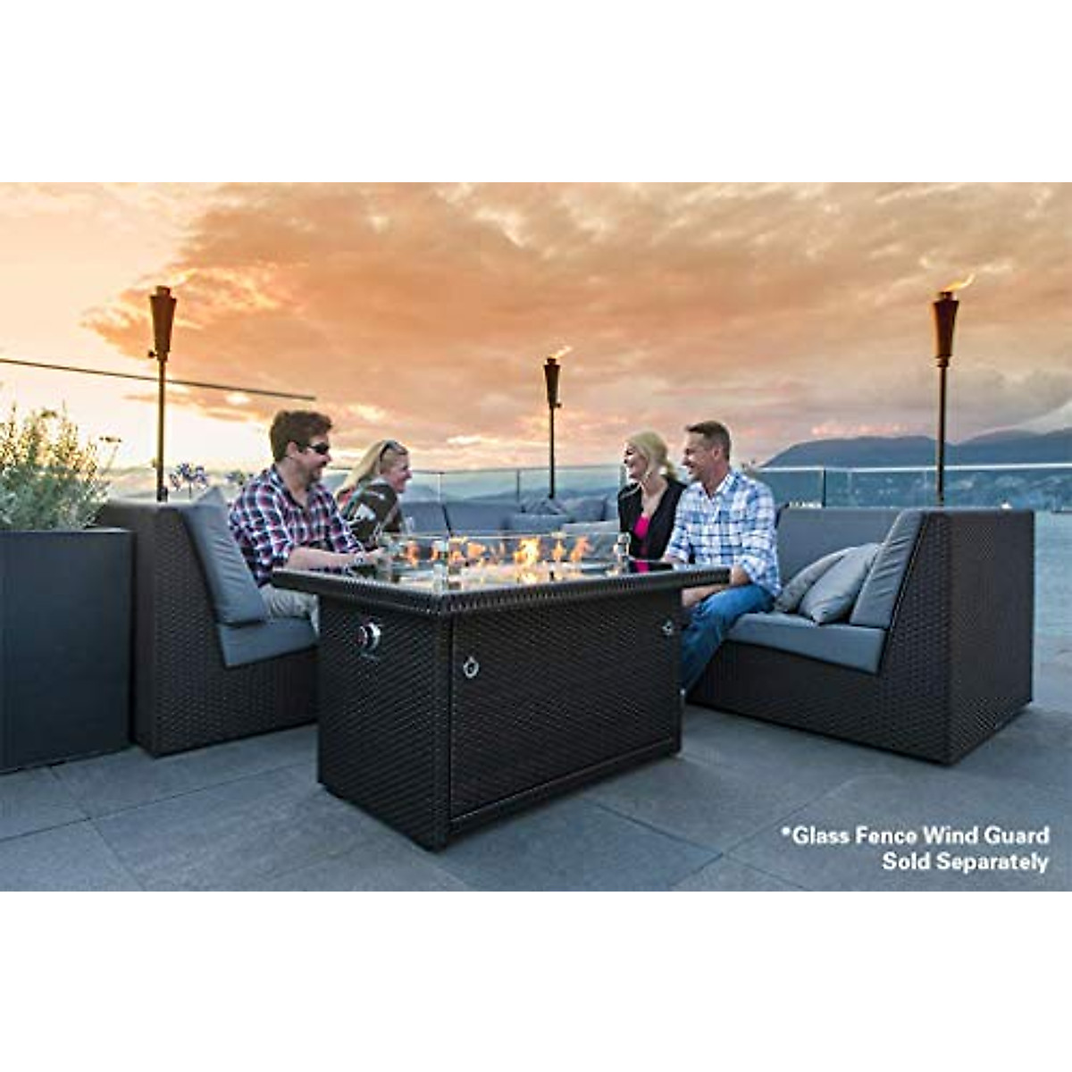 Outland Living 401 Series - 44-Inch Outdoor Propane Gas Fire Table, Espresso Brown/Rectangle