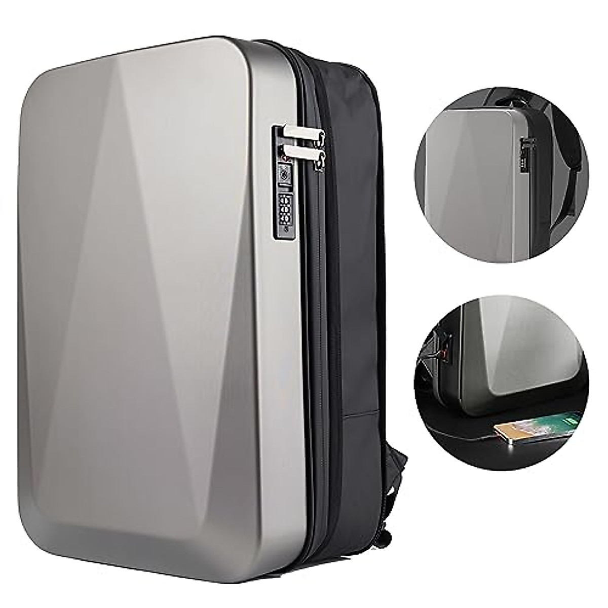 JUMO CYLY Anti-Theft Hard Shell Laptop Backpack, Expandable Waterproof Computer Backpack with USB Charging Port TSA Lock Travel Gaming Bag Business for 17 Inch