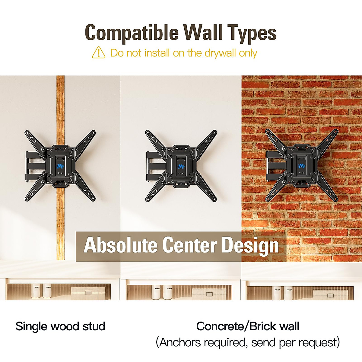 Mounting Dream TV Wall Mount Bracket for Most of 26-55 Inch LED, LCD, OLED and Plasma Flat Screen TV with Full Motion Swivel Articulating Arm up to VESA 400x400mm and 60 lbs, MD2393-MX