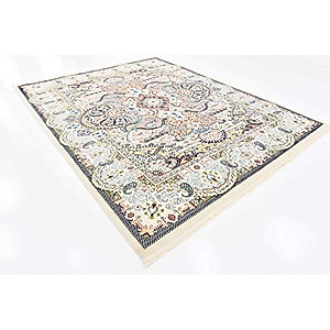 Unique Loom Narenj Collection Classic Traditional Medallion Textured Design Area Rug, 8 x 10 ft, Ivory/Tan