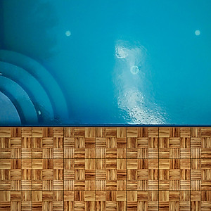 Deck Tile (Pack of 10, 12"x12") Hardwood Deck Tile, Interlocking Patio Tile in Solid Acacia Wooden Oiled Finish Waterproof All Weather Perfect for Indoor Outdoor 6 Slat (Acacia Wood- 10 Pcs, 6 Slat)