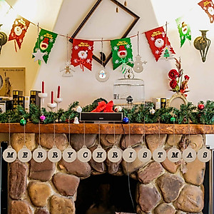 50 Pcs Unfinished Paintable Blank Wooden Christmas Festival Decoration Ornaments, Xmas Tree Hanging Wood Slices for Kids DIY Art Crafts, 5 Designs-Christmas Tree, Snowman, Stars, Angel, Round