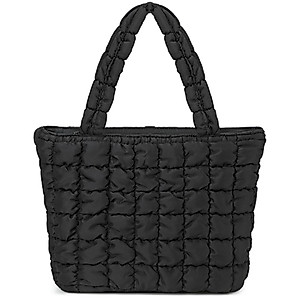 CAMTOP Lunch Box for Women Girls Insulated Cute Lunch Tote Bag Lunchbox Cooler Puffer Bag for Work Travel Picnic(Black)