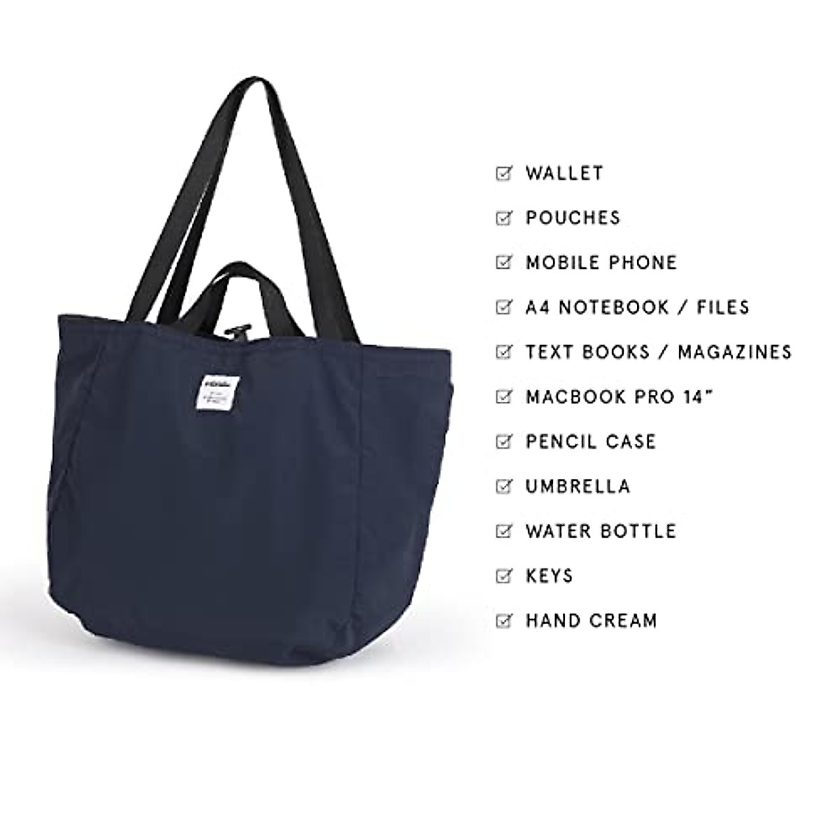 Hellolulu JAKE Double Sided Two Colors Handheld Tote Bag, Water Resistant Lightweight 2-Way Shoulder Bag, Large Capacity For Daily Use Shopping Men Women, Toffee/Slate Gray