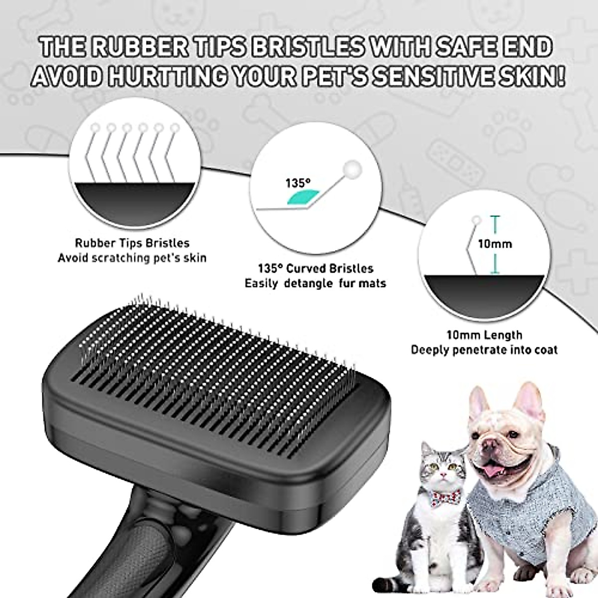 YOPETAYU Dogs Self Cleaning Slicker Brush for Shedding & Grooming Long Short Haired Cats, Pet Retractable Brushes for Large Medium Small. Removes Loose Fur, Undercoat, Mats Tangled Hair, Black
