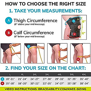 BraceAbility Hinged Obesity Knee Brace - Plus Size to Overweight Wraparound Support for Womens and Mens Arthritis Treatment, Bariatric Joint Pain Relief, Kneecap Instability, Ligament Weakness (6XL)