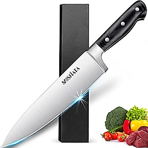 MOSFiATA Kitchen Chef Knife, 8” Full-Tang Cooking Knife High Carbon Stainless Steel Super Sharp Vegetable Meat Knife with Ergonomic Handle, Perfect for Kitchen & Restaurant