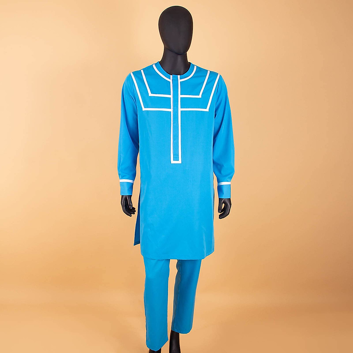 African Clothing for Men Dashiki Mens Outfits Shirts+ Ankara Pants Set Tracksuit Men Tribal Attire 12 10 L