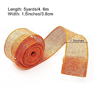 Mlurcu Fall Ribbon Burlap Wired Ribbon 1-1/2 Inch Wide Thick Solid Fabric Wire Edge Ribbon 6 Rolls 30 Yards Autumn Ribbon for Crafts Wreaths Bows Making Thanksgiving Christmas Wedding Decorations