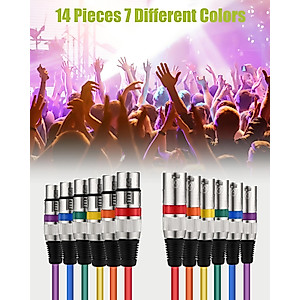 14 Pieces Colorful XLR Microphone Cable XLR Male to Female Wire Mic Cables 3 Pin Balanced Shielded XLR Cable Multi Colored for Mic Mixer Recording Studio Podcast Mic Stage Patch Cable (6 Feet)