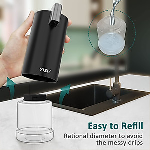 Touchless Automatic Foaming Soap Dispenser: YISH Bathroom Countertop Soap Dispenser Black Electric Hand-Free Soap Foam Soap Dispenser for Kitchen, 2.93×2.93×6.35 inches, Y180