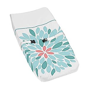 Baby Changing Pad Cover for Modern Turquoise and Coral Emma Collection