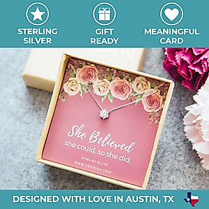 KEDRIAN She Believed She Could So She Did Necklace, 925 Sterling Silver, Inspirational Gifts For Women, Encouragement Inspirational Jewelry Gift, Graduation Gift For Her