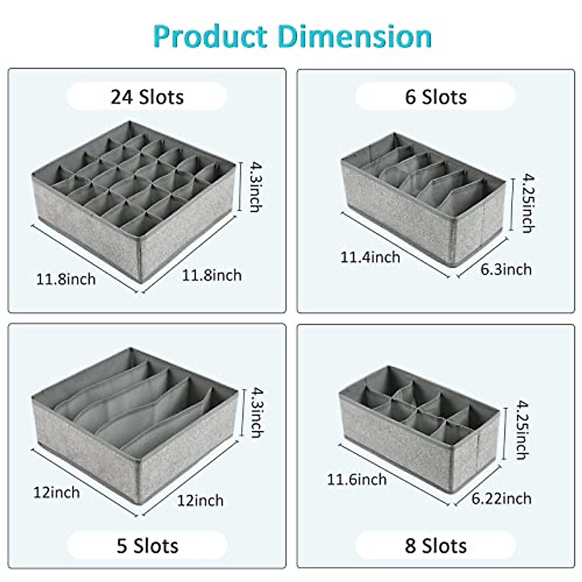 GOGOODA 8 Pack Drawer Organizer for Underwear Bra Sock Tie and Delicats Small Items