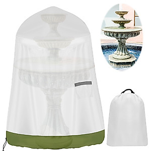 Tatuo 36"x42" Garden Fountain Covers for Winter 600d Oxford Waterproof Outdoor Fountain Covers Waterproof Outdoor Statue Covers for Indoor Furniture Outdoor Garden Fountain Statue (White, Army Green)