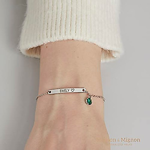 Custom Name Bracelets for Women Mothers Day Gifts for Mom Family Sister Friendship Matching Bracelet With Birthstone Handmade Jewelry Personalized Engraved Best Friend April May Birthday Gift - 2BR-BS