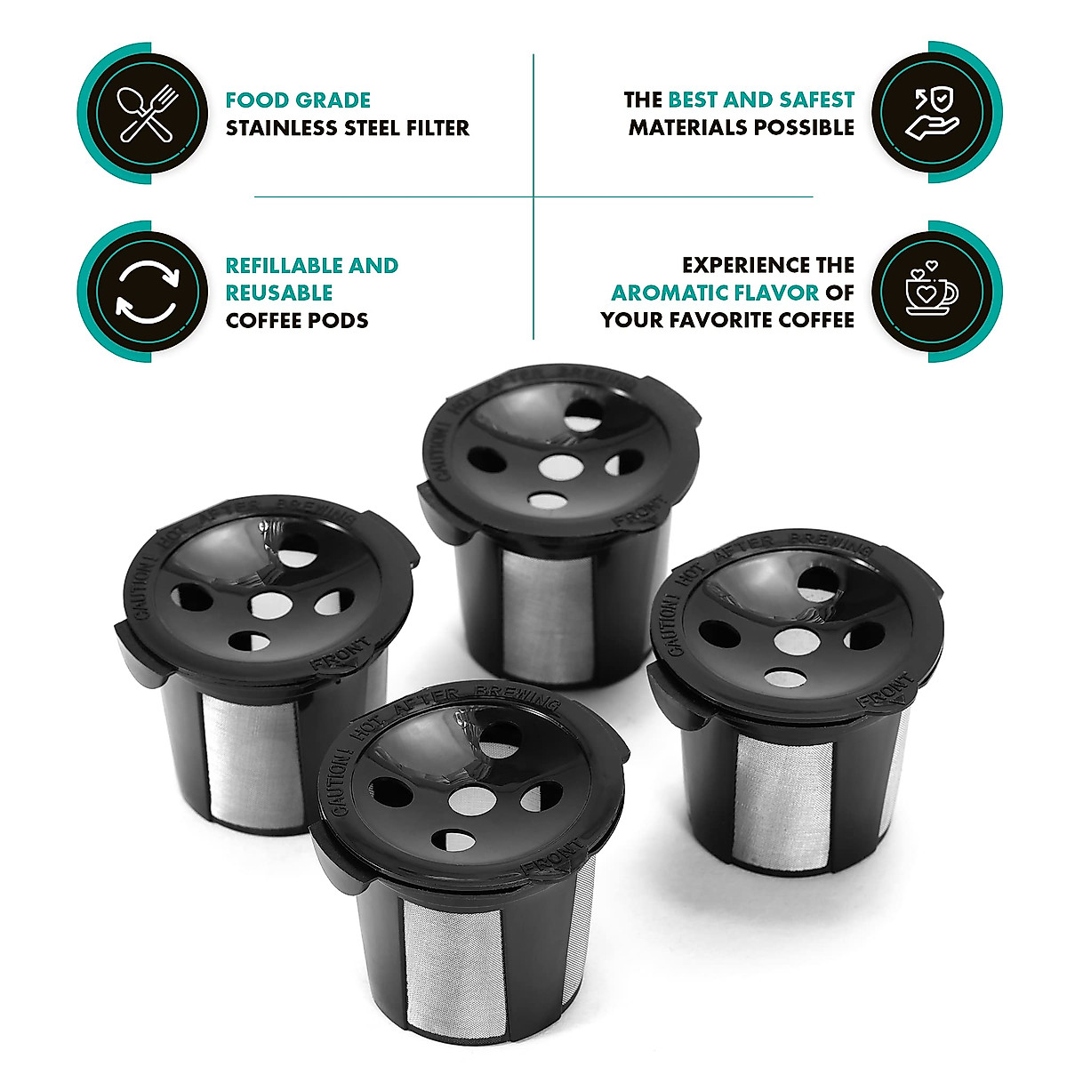 Reusable K Cups for Keurig Supreme, K Supreme Plus and K Slim by PureHQ - Refillable Kcup for Keurig Supreme Coffee Maker - MultiStream Coffee Pods Filter - 4 Pack