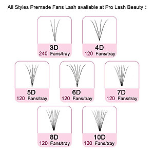 PRO LASHBEAUTY Premade Volume Eyelash Extensions 5D, D Curl, 0.10mm, 14mm, Vegan, Individual, False Eyelash Extensions