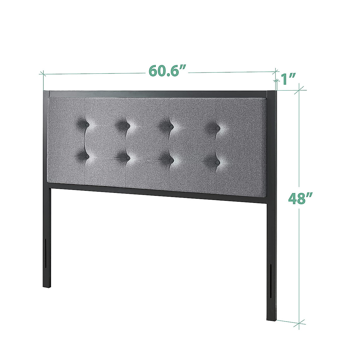 ZINUS Barbara Upholstered Headboard Button Tufted Upholstery, Easy Assembly, Queen, Gray