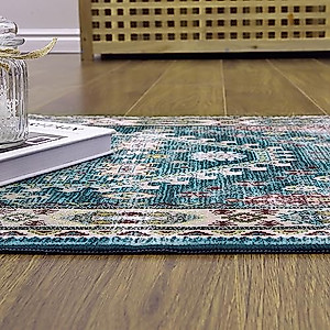 GAOMON Bohemian Washable Area Rug 5x7 Vintage Boho Living Room Rug Non-Slip Nursery Rug for Bedroom, Low-Pile Retro Carpet Print Distressed Entryway Rug for Dining Room Office