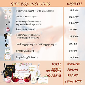 BVROSKI Wedding Gifts Bridal Shower Gifts for Bride and Groom Engagement Gifts for Couple Engaged Gifts Mr and Mrs Gift Honeymoon Essentials Present for Husband and Wife Newlywed Marriage