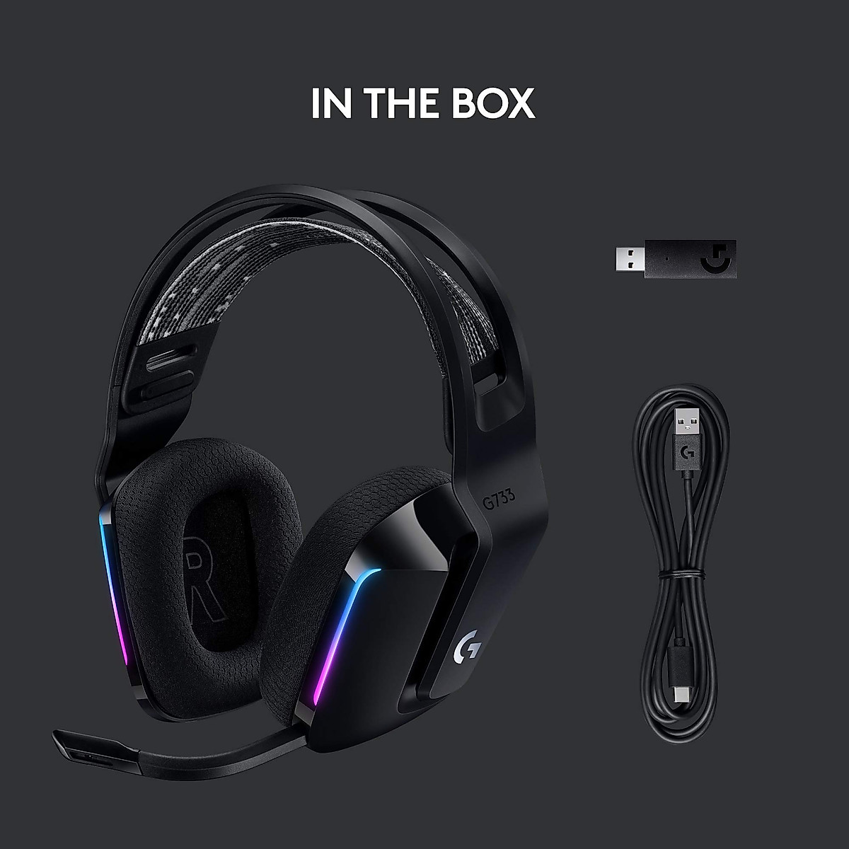 Logitech G733 Lightspeed Wireless Gaming Headset with Suspension Headband, LIGHTSYNC RGB, Blue VO!CE mic Technology and PRO-G Audio Drivers - Blue (Renewed)
