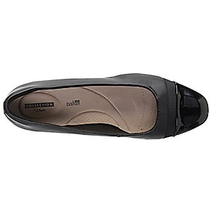 Clarks womens Juliet Monte Pump, Black Leather/Synthetic, 8.5 Wide US