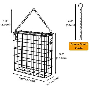 Suet Bird Feeders for Outside Hanging - Pack of 2 pcs x Single Suet Cake Capacity Basket/Cage for Feeding Wild Birds Outdoors/Backyard/Garden