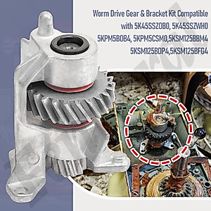 WP240309-2 240309-2 Worm Drive Gear & Bracket Kit Compatible with KitchenAid EA734273 PS734273 AH734273 4162100 4162101 4169907 4169941 4170007 4176130 949544