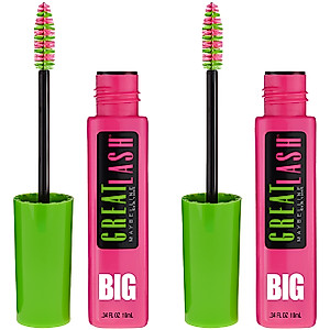 Maybelline New York Great Lash BIG Washable Mascara Dual Pack, Brownish Black, 0.68 fl oz, 2 Count